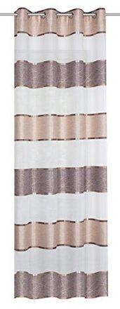 Home Fashion Home fashion 1 Ösenschal Querstreifen, Polyester, Cappuccino, 245 x 140 cm