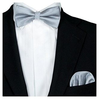 Gassani 2Tlg Festliche Herrenfliege Vorgebunden Verstellbar, Gris clair | Gris clair | Gris., Taille Unique