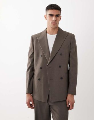 Asos Veste de costume coupe classique &agrave; double boutonnage - Kaki-Vert