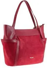 Pierre Cardin Sac à bandoulière pour femme en cuir véritable Made in Italy 43x30x12 cm 55101, Rubis, Taille unique