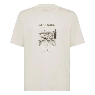 Brunello Cucinelli Homme, Tops, Beige, Taille: M T-shirt en coton