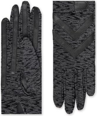 Isotoner Gants courts en élasthanne pour femme pour écran tactile, Imprimé animal noir, Small-medium