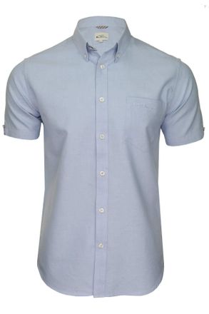 Ben Sherman Herrenhemd mit Button-Down-Kragen, Oxford-Gewebe, kurzärmlig (Sky (Embroidered Pocket Logo)) M