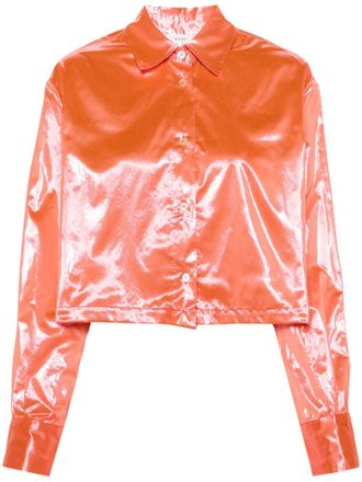 Forte_Forte chemise crop &agrave; effet m&eacute;tallis&eacute; - Rose