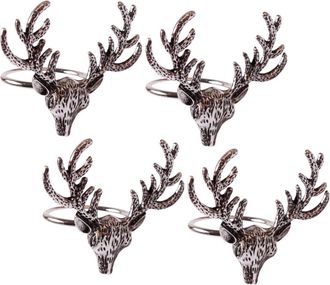 Valiclud Metall Serviettenringe 4 St&uuml;ck mit Elchkopf Weihnachtsdeko Serviettenschlaufen f&uuml;r Festliche Anl&auml;sse und Partys