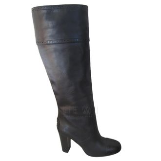 Tod's Black Tall Brogue Boots Size 35