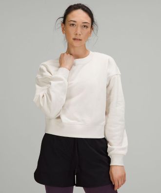 lululemon Pull Perfectly Oversized court &agrave; col rond pour Femmes - Blanc - Taille 14