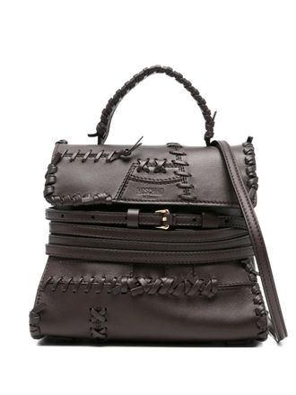 Moschino sac à main Tie Me en cuir tressé - Marron