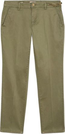 Oltre Femme, Pantalons, Vert, Taille: 50 FR Pantalon Chino en coton et lyocell