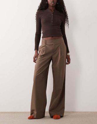 Gina Tricot Gina Tricot pantalon large pliss&eacute; taupe-Neutre