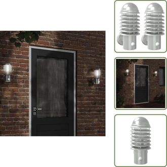 vidaXL Appliques murales dext&eacute;rieur et capteurs 2pcs acier inoxydable - Applique Murale Exterieure - &Eacute;clairage Exterieur - Luminaire Mural - Lampes