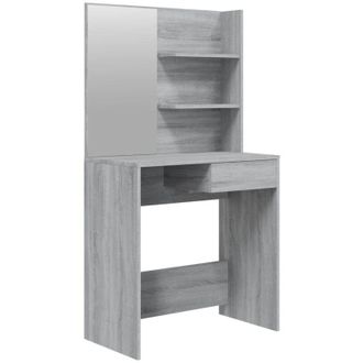 vidaXL Schminktisch mit Spiegel Grau Sonoma 74,5x40x141 cm - Vidaxl