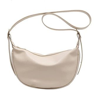 Generic Grand sac &agrave; bandouli&egrave;re en cuir v&eacute;g&eacute;talien pour femme, sac &agrave; main tendance avec fermeture &eacute;clair, blanc, Medium