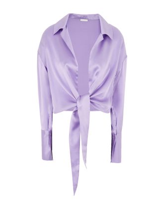 8 by YOOX SILK SATIN FRONT KNOT BLOUSE