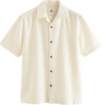 Next Herren Standard Kurz&auml;rmeliges Hemd mit Waffelstruktur Ecru XXL