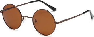 Generic Lunettes De Soleil Rondes En M&eacute;tal For Hommes Et Femmes, Lunettes De Soleil De Vacances For Photos(Brown)