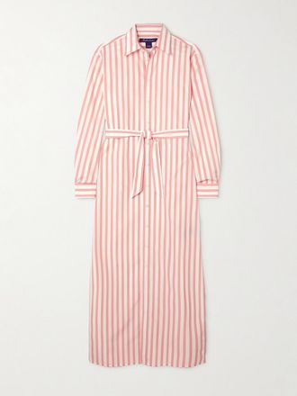 Ralph Lauren Collection Ysabella Maxi-hemdblusenkleid Aus Gestreifter Baumwollpopeline - Pink