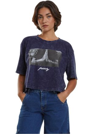 Mister Tee Ladies Pray Tee Indigo White, L