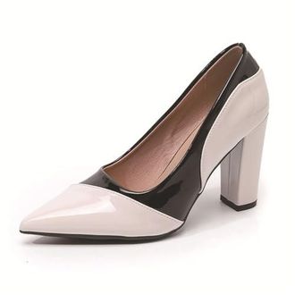 Generic Escarpins &agrave; talons hauts &agrave; bout pointu pour femme - Colorblock - Pour f&ecirc;te, travail, bureau, blanc, 38.5 EU