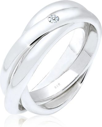 Elli Ringe - Ring Verlobungsring Diamant 0.03 ct. 925 Silber - Gr. 52 MM - in Weiß - für Damen