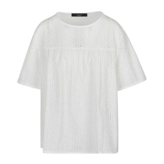 Max Mara Baumwollbluse mit Rundhalsausschnitt - - Blouses & Shirts - Damen - Wei&szlig; - M