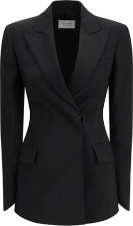 Max Mara Femme, Vestes, Noir, Taille: 32 FR Blazer en laine polaire &agrave; revers crant&eacute;s