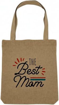 Fabulous Sac Shopping Tote Bag Aspect Lin - The Best Mom Maman M&egrave;re Famille - Sac de Courses Toile Epaisse 360g Beige Naturel Cabas Port&eacute; Epaule Solide Imprim&eacute;