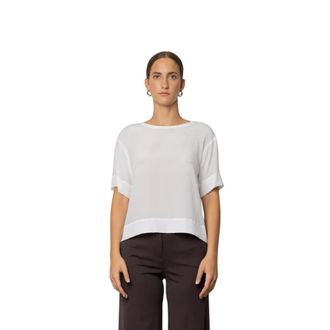 Kaos Kaos, Femme, Blouses et Chemises, Blanc, Taille: 38 FR T-shirt en cr&ecirc;pe de Chine