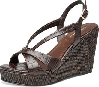 Tamaris Damen Sandalette mit Keilabsatz, braun, 38 EU