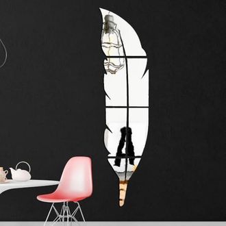 Ambiance Sticker Spiegeleffekt, selbstklebend, wie EIN Spiegel, mit Federn, Wandsticker für Babys, Kinderzimmer und Wohnzimmer - H 120 x B 30 cm