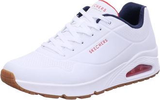 Skechers Herren Uno Stand On Air Sneaker, White Durabuck Navy Red Trim, 47.5 EU
