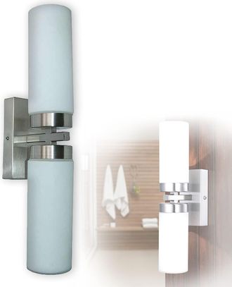 Globo Lighting Wandleuchte 2 flammig Wandlampe Badeleuchte Wandstrahler Badlampe Glas Spiegelleuchte (Flurleuchte, Spiegelampe, Badezimmer Lampe, Wandbeleuchtung, Ba