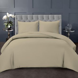 Pizuna Bettbezug 135x200 cm Baumwolle Einfach Taupe, 1000 Fadenzahl aus 100% langstapeliger Baumwolle in Satinbindung Dickes Bettbezug mit verdecktem Knopfve