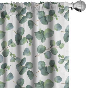 Abakuhaus Blatt Vorhänge, Gardinen, Aquarell Eucalyptus Kunst, Fensterbehandlungen für Wohnzimmer Schlafzimmer Dekor, 2 Stück 75 cm b x 175 cm h, Grün Hellbraun