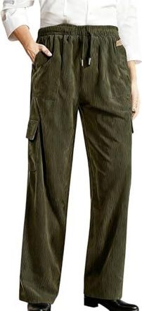 Generic Pantalon de loisirs pour femme, coupe haute avec jambes droites, taille &eacute;lastique et pantalon cargo confortable en coton motif papillon, vert, XXL