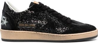 Golden Goose Ballstar Glitter Upper Nylon Tongue Suede Toe Star And Spur