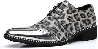 Generic Chaussures habill&eacute;es pour Hommes &agrave; imprim&eacute; l&eacute;opard Brillant | Chaussures Oxford m&eacute;talliques pour f&ecirc;tes, bals, sc&egrave;nes, Mariages et Tenues de Club,Argen