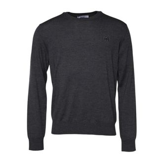 Dolce & Gabbana Merino-Wollpullover mit Rundhalsausschnitt - - Knitwear - Herren - Grau - XL