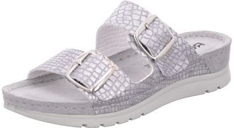 Rohde Damen Pantoletten Schnalle Leder Clogs Cattolica 6152, Gr&ouml;&szlig;e:42 EU, Farbe:Silber