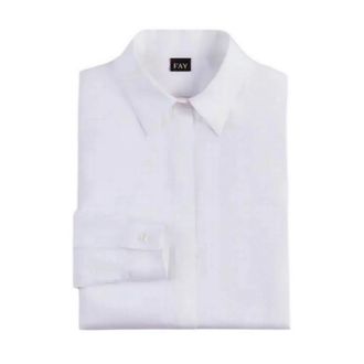 Fay Slim Shirt in Stretch Poplin - - Blouses & Shirts - Damen - Wei&szlig; - XL