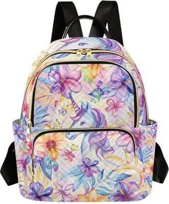 Mnsruu Mini sac à dos pour femme, motif licorne, arc-en-ciel, cheval, petit sac à dos tendance pour femme, sac à dos décontracté, Multi728, M