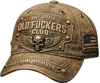 Generic Old Fuckers Club Casquette de baseball vintage, chapeau r&eacute;glable vieilli 100 % Bitter Lifetime Member brod&eacute;, unisexe, chapeau r&eacute;tro cadeau pour homme 