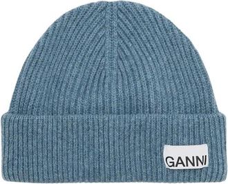 Ganni unisex, Accessoires, Bleu, Taille: ONE Size Light Structured Rib Knit Beanie