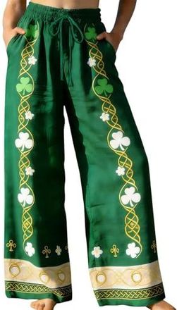 Generic HUIFUAO Pantalon de la Saint-Patrick pour femme - Pantalon tr&egrave;fle amusant - Costume irlandais de la St Paddys Day - Pantalon de tr&egrave;fle irlandais - Tai