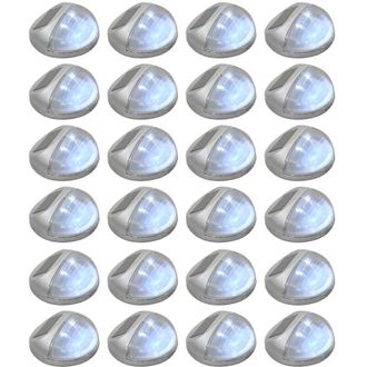 vidaXL Solar-Au&szlig;enleuchten f&uuml;r Wand led 24 Stk. Rund Silbern Vidaxl