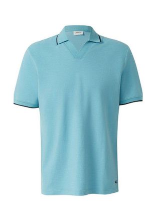 s.Oliver Kurzarmshirt Polo-Shirt Poloshirt aus Flammgarn-Piqu&eacute; mit Kontrastabschl&uuml;ssen
