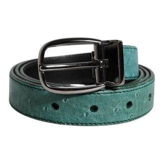 Dolce & Gabbana Gr&uuml;ner G&uuml;rtel aus Strau&szlig;enleder - - Accessories - Damen - Gr&uuml;n - 80 CM