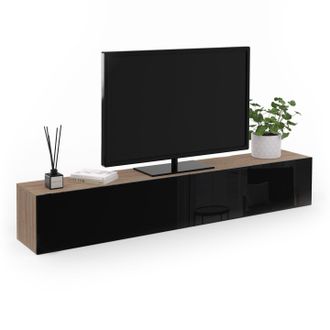 IDMarket TV-M&ouml;bel 180 cm h&auml;ngend Elio 2 T&uuml;ren aus Holz und schwarz