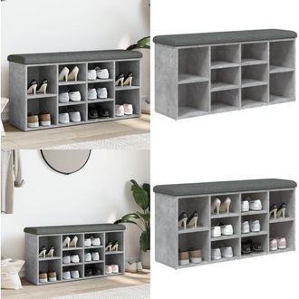 vidaXL Schuhbank Betongrau 102x32x50 cm Holzwerkstoff - Schuhbank - Flurbank - Garderobe - Einbaubank - Beistelltisch - Home & Living