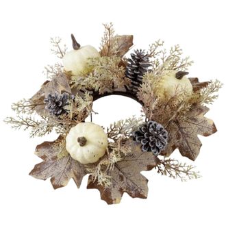 Generic K&uuml;nstliche Kerzenst&auml;nder - Thanksgiving Ernte Fall Girlande, Herbst Kerze Wreath Centerpiece, Faux Ahornbl&auml;tter mit Berries Ring | F&uuml;r Esstisch Mantel